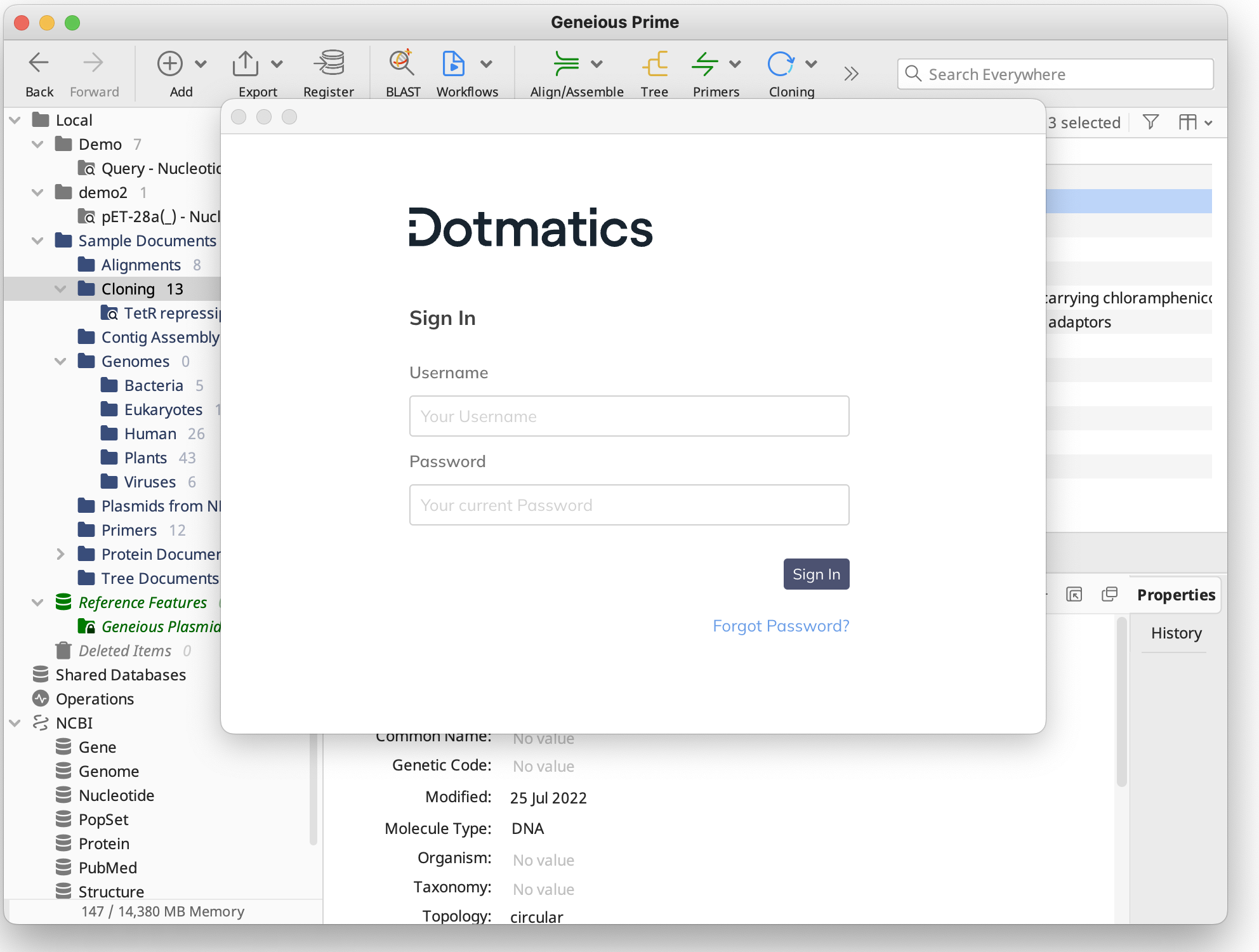 Register sequences in Dotmatics Bioregister – Geneious