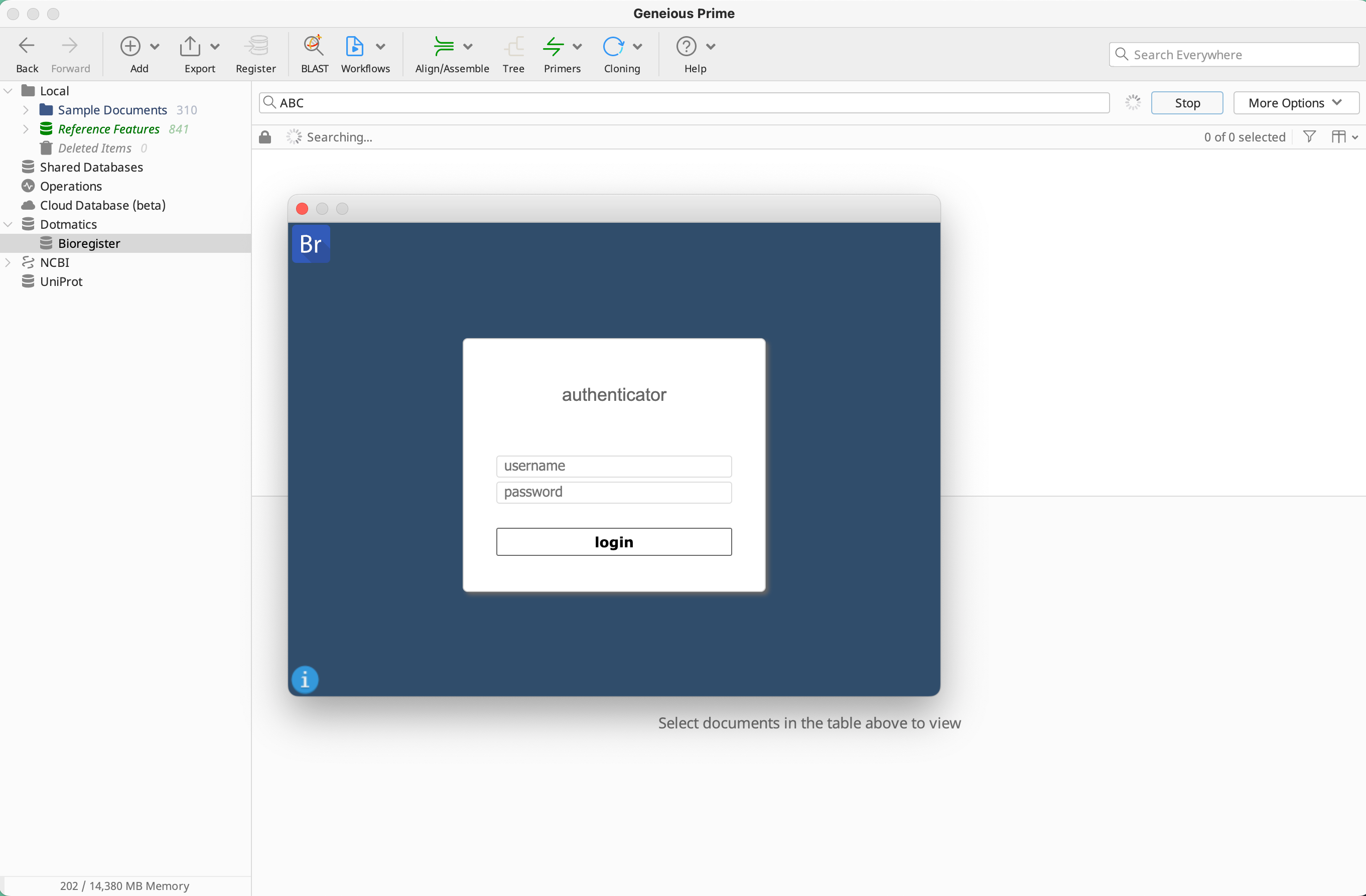Search sequences in Dotmatics Bioregister – Geneious