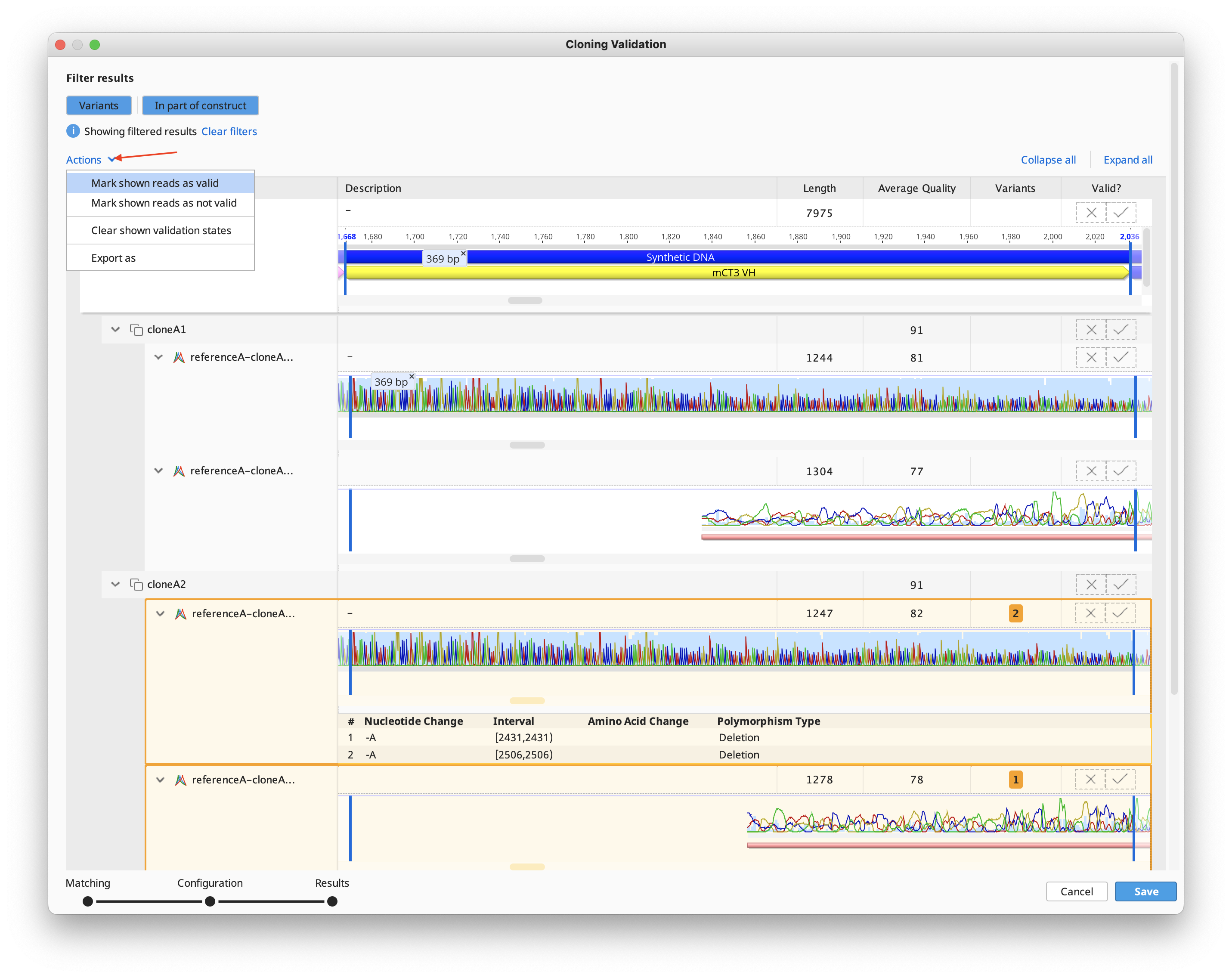 How to use the Cloning Validation tool – Geneious